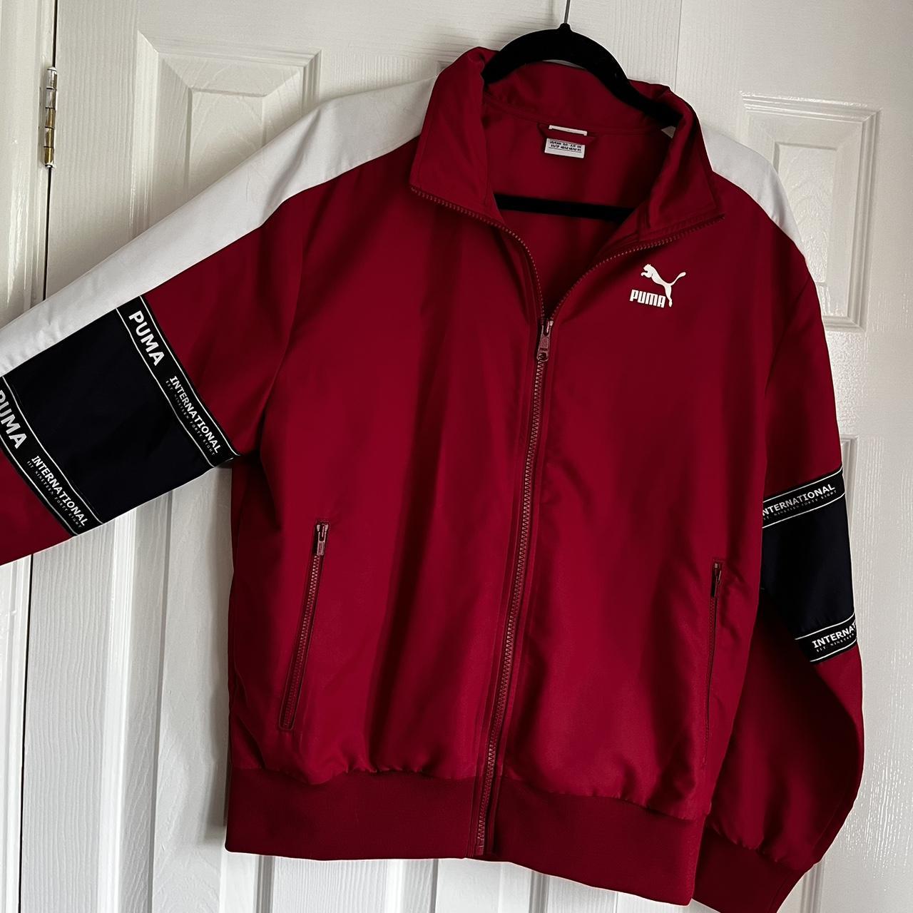 Puma International red bomber/windbreaker jacket.... - Depop