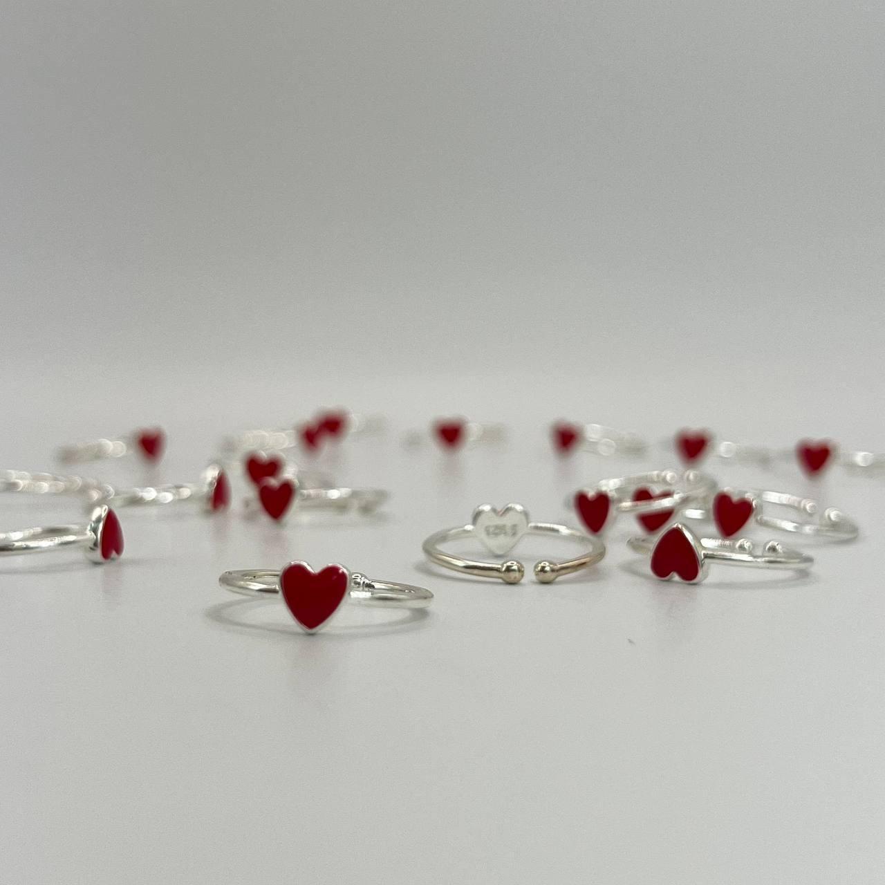 Dainty Red heart ring | love ring | silver ring |... - Depop