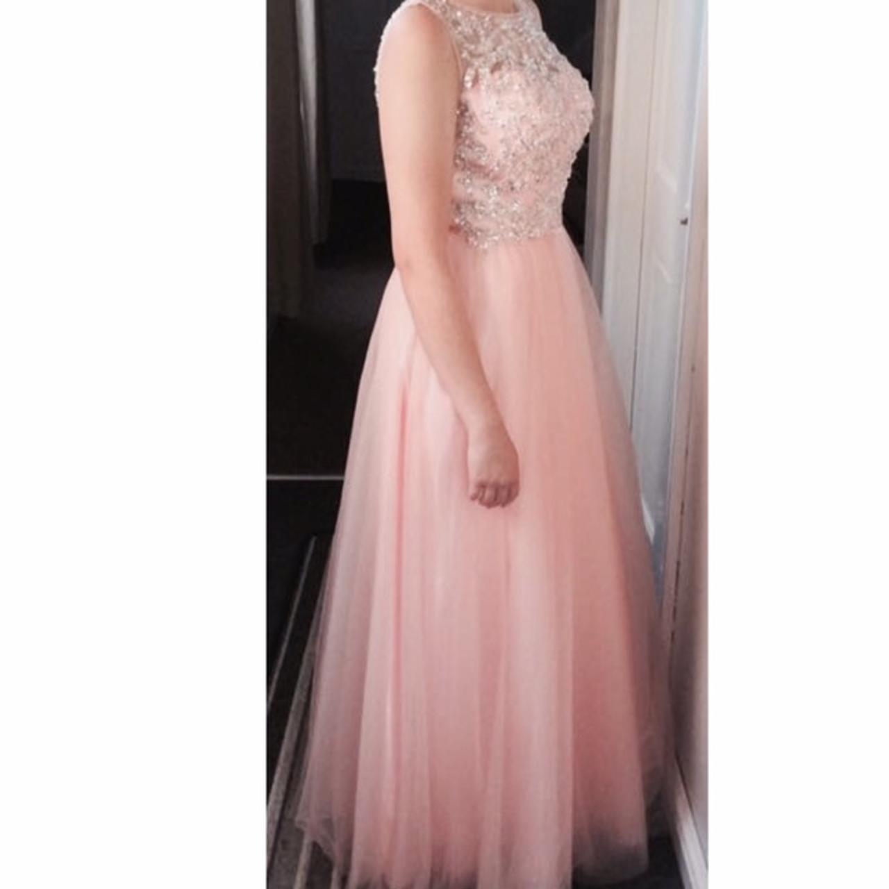 Gorgeous baby pink prom dress with a diamanté... - Depop