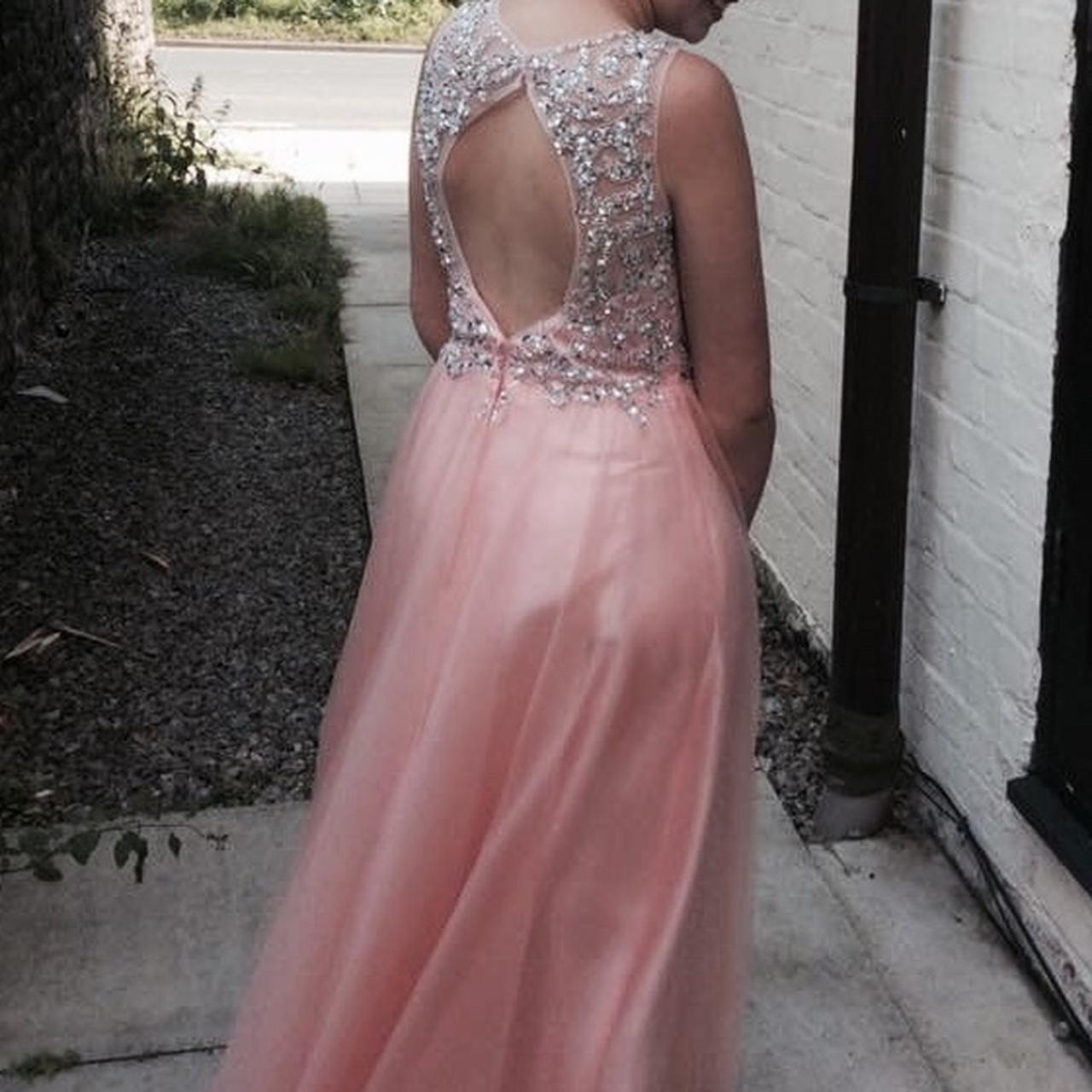 Gorgeous baby pink prom dress with a diamanté... - Depop