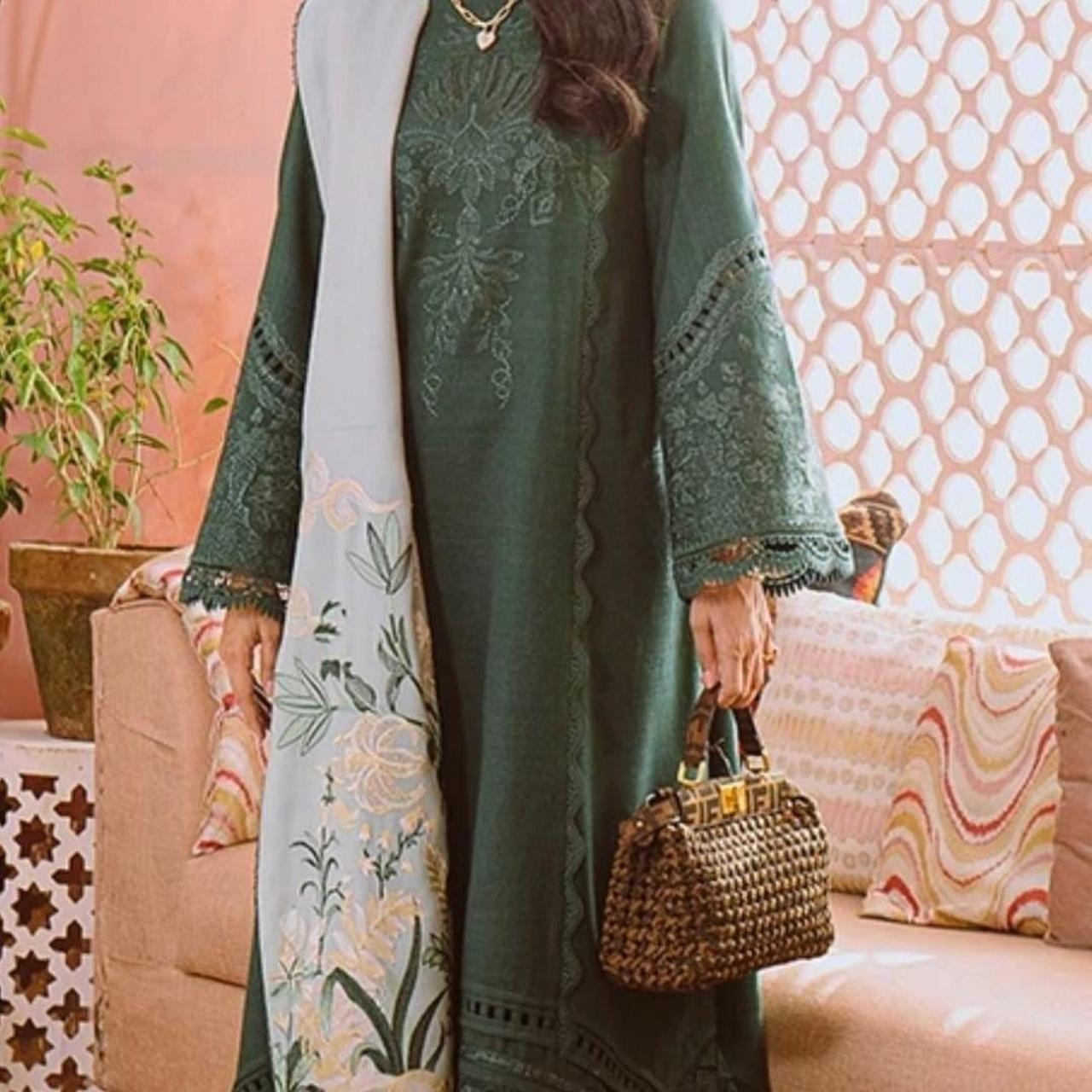 Suffuse by Sana Yasir casual pret 21. Bottle green... - Depop