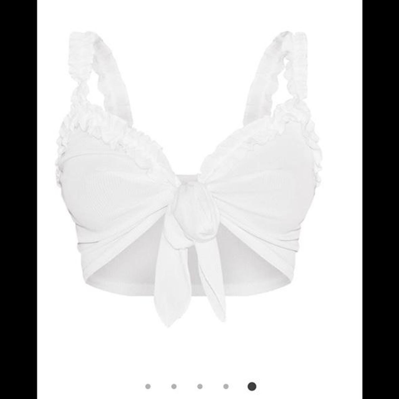 Prettylittlething Womens White Crop Top Depop