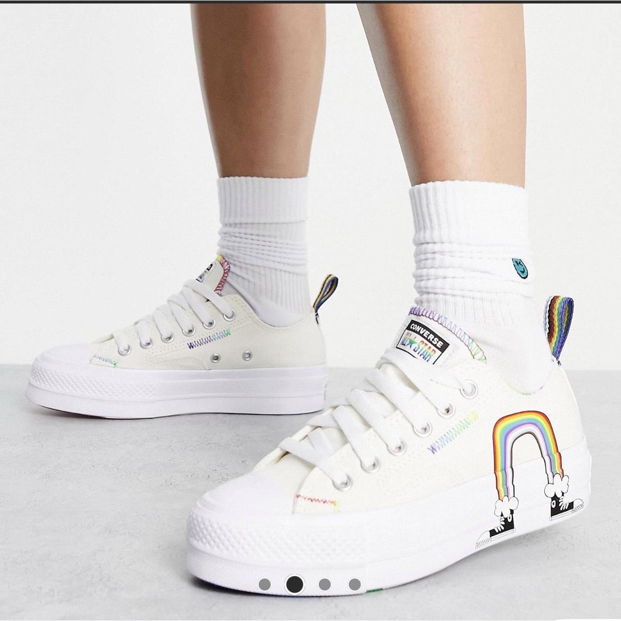 Converse Pride Ox Rainbow platform trainers, size... - Depop