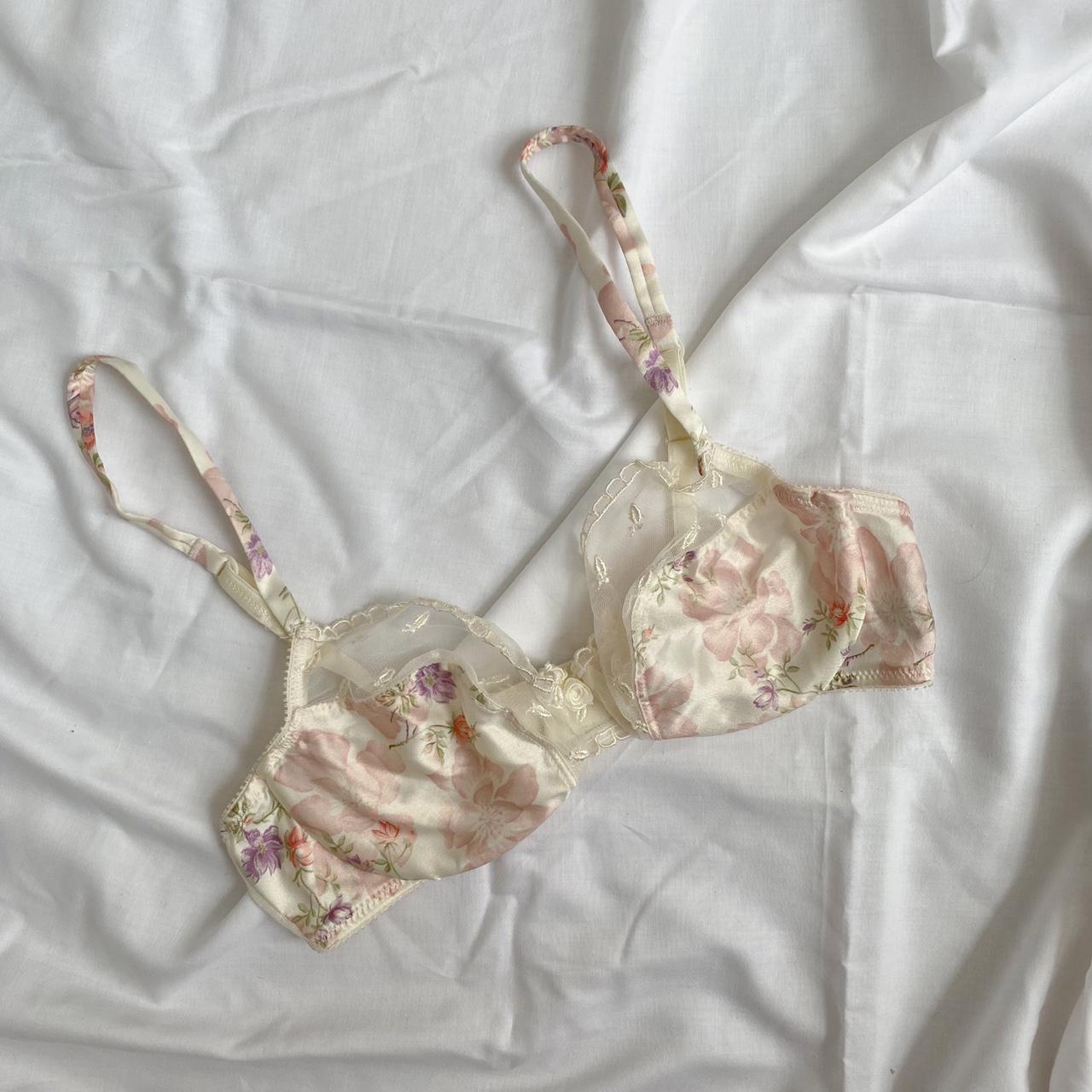 vintage valentino satin floral unlined bra 💐 semi... - Depop