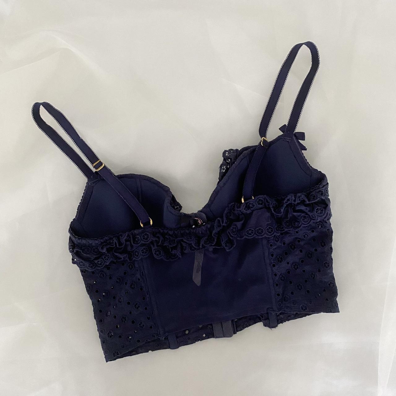 Vintage Victorias Secret Navy Eyelet Bustier Corset Depop