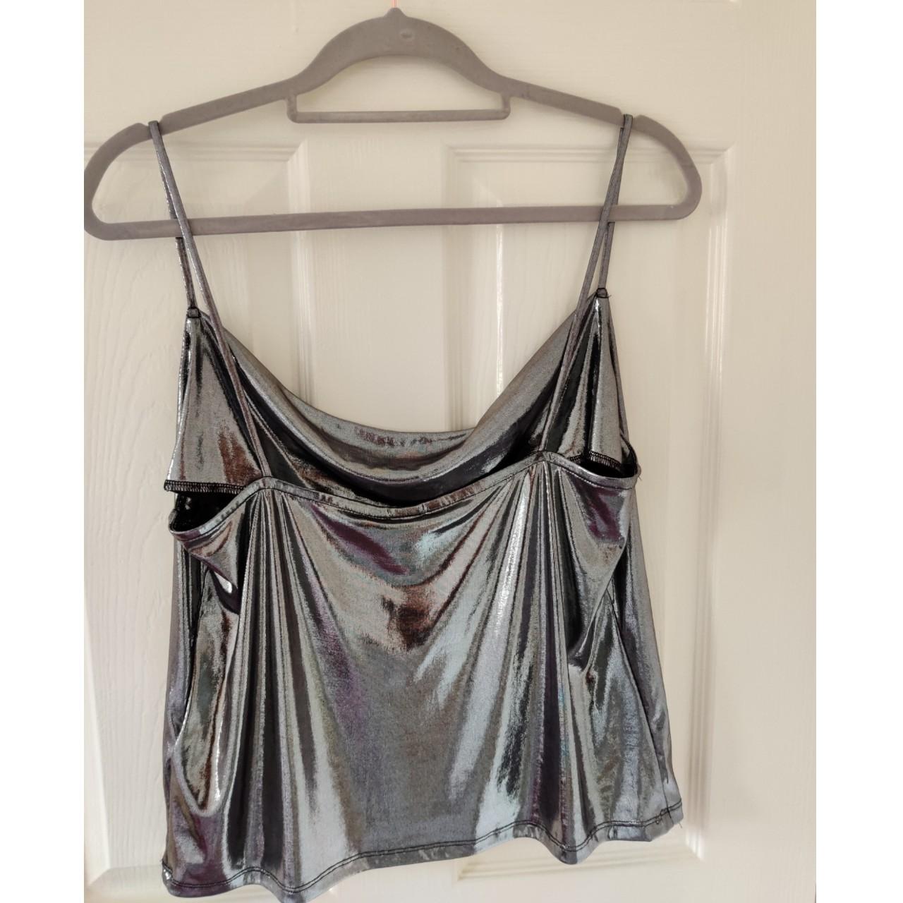 🌟metallic silver cami cowl neck top🌟 Size S but... - Depop