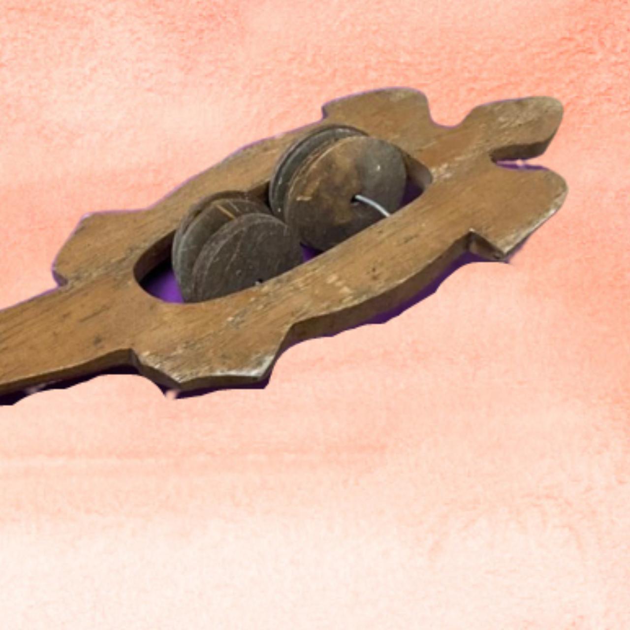 wooden turtle tambourine vintage handmade turtle... - Depop