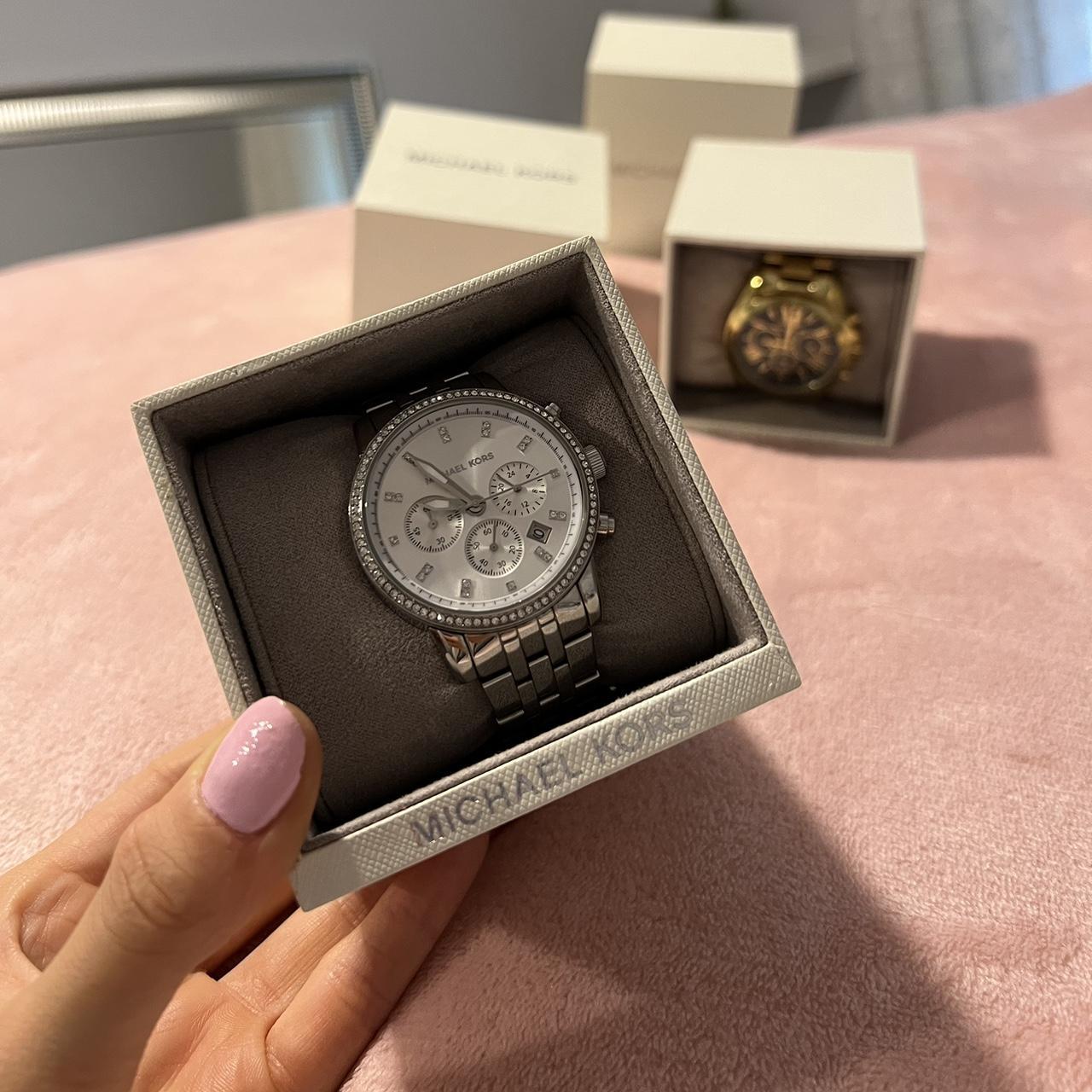 MK silver watch - Depop