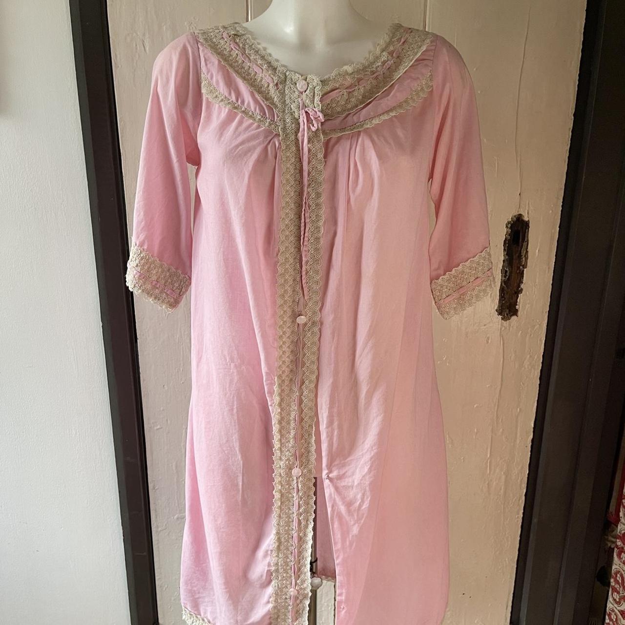 Women's Cream and Pink Robe | Depop