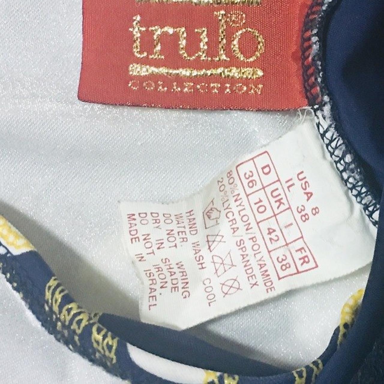 Trulo Collection one piece swimsuit dark blue,gold - Depop