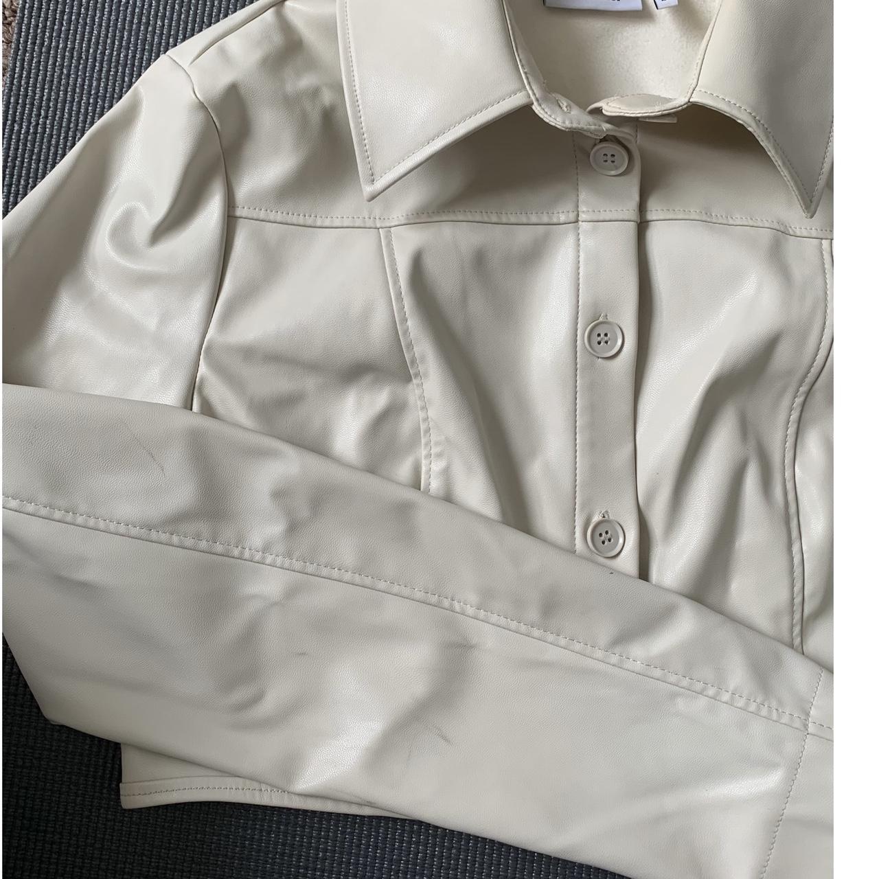 Weekday cropped faux leather jacket Size UK12 ( more... - Depop