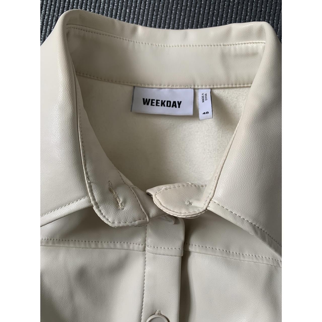 Weekday cropped faux leather jacket Size UK12 ( more... - Depop