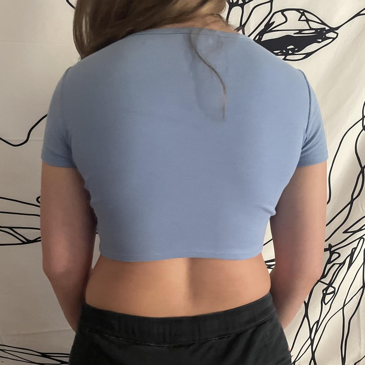 Cute baby blue top. Buttoned up so it can be... - Depop