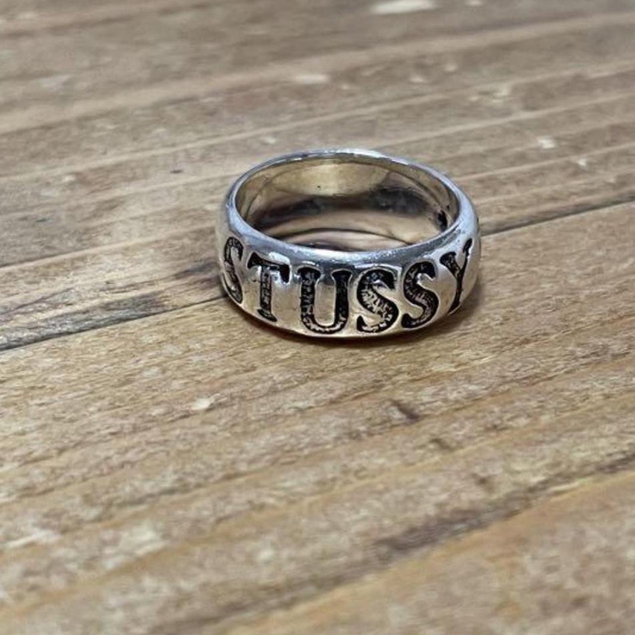 Vintage Stussy Old Skool 1980s ring Sterling... - Depop