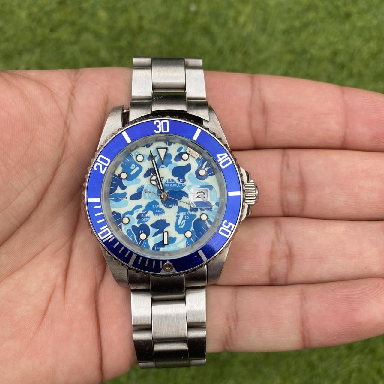 Bape watch Bapex ABC blue camo Blue/Silver 100%... | Depop