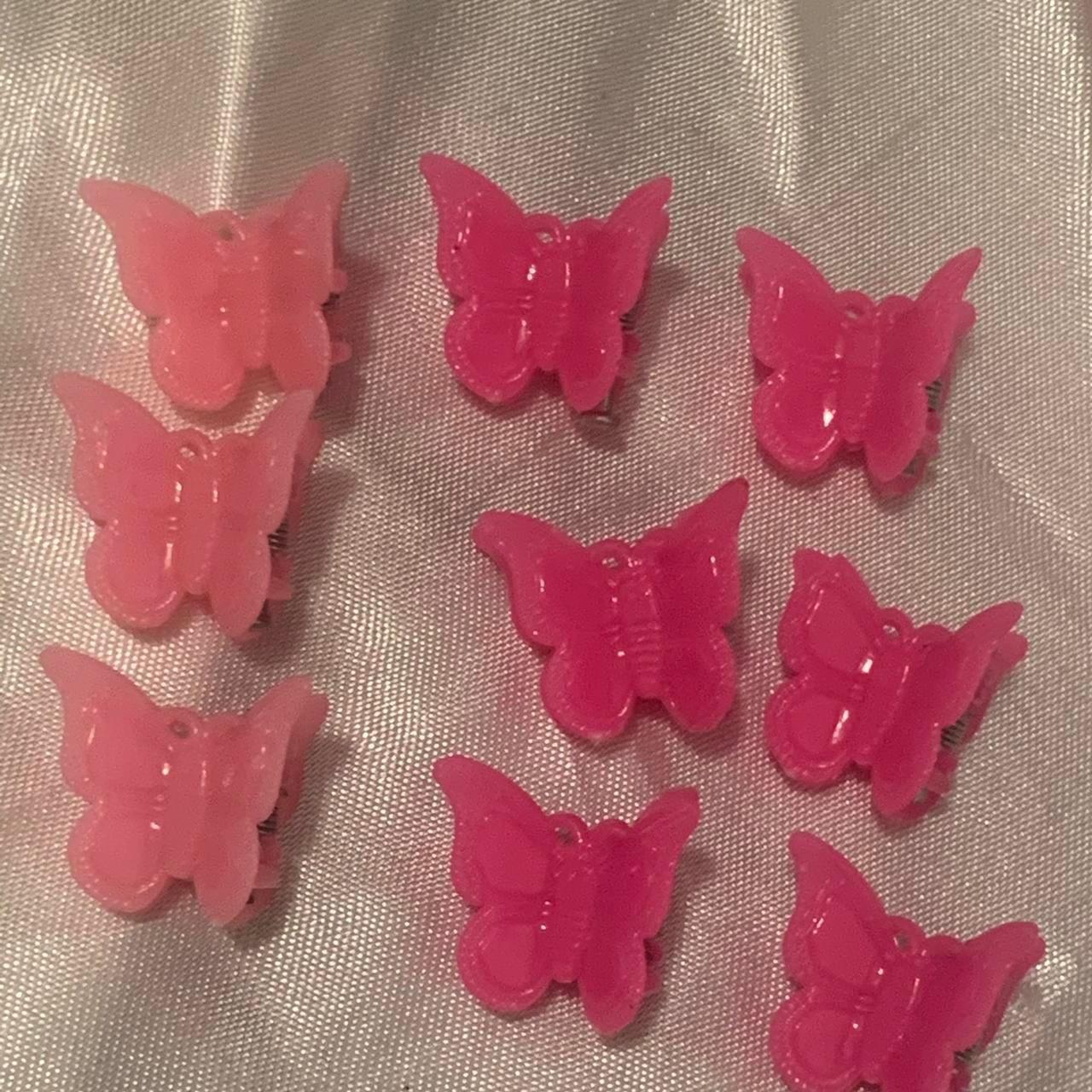 set of pink butterfly clips so y2k different shades... - Depop