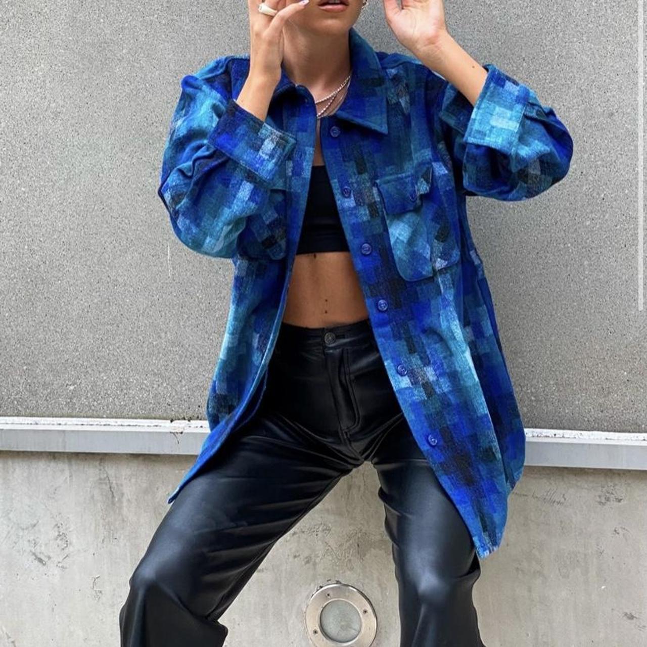 Motel rocks x Olivia Neil oversized shirt in blue.... - Depop