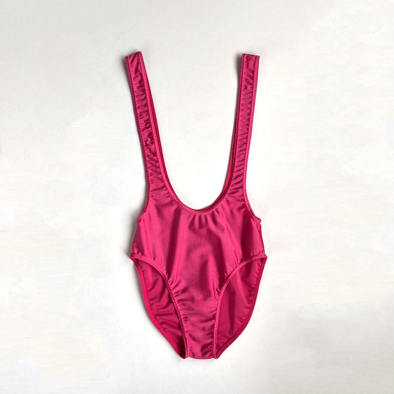 Shiny lycra pink suspender leotard. Inspired by 80s... - Depop