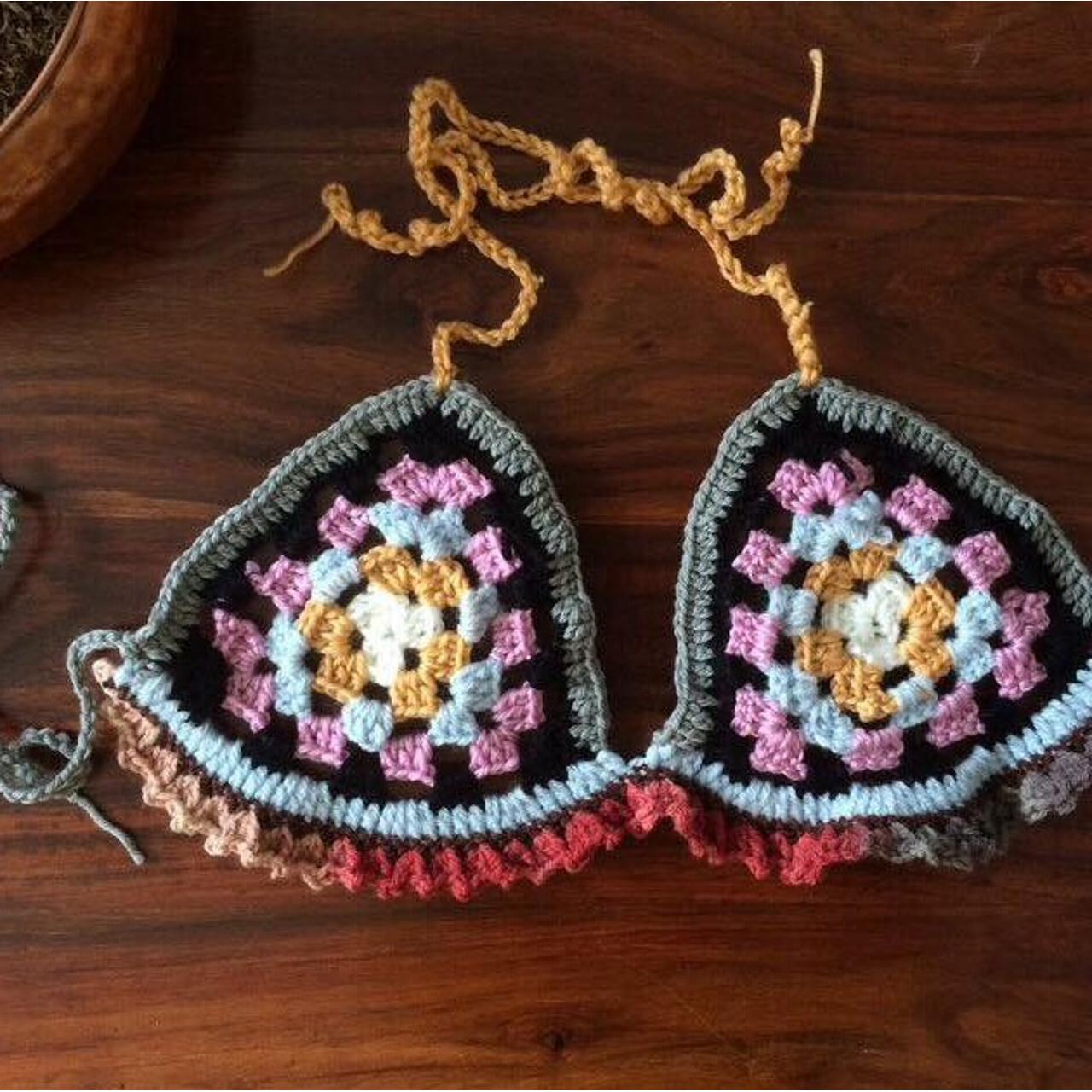 Multicolour Crochet Bra A-C Cup - Depop