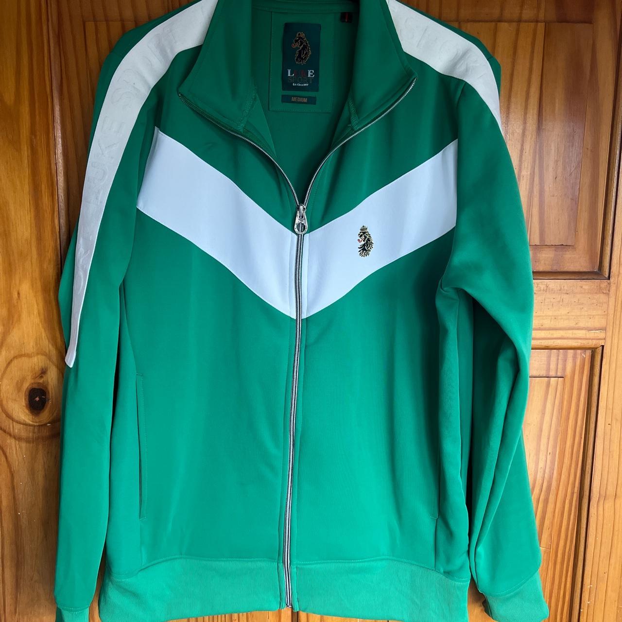 Luke Roper Green & White Zip Up Sports Jacket Only... - Depop