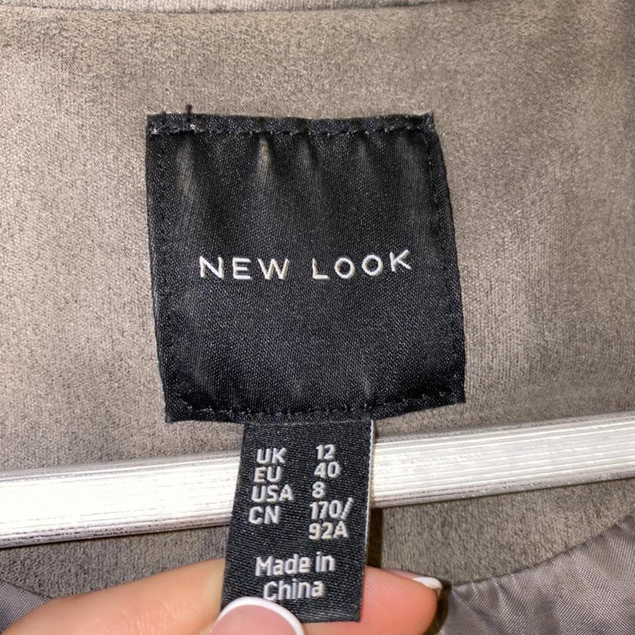 new look suede leather jacket in grey. worn a few... - Depop