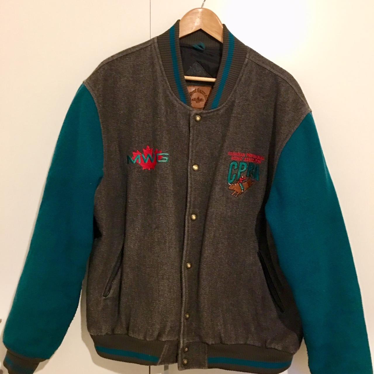 Coors Light Rodeo Grey and Green Varsity Jacket... - Depop