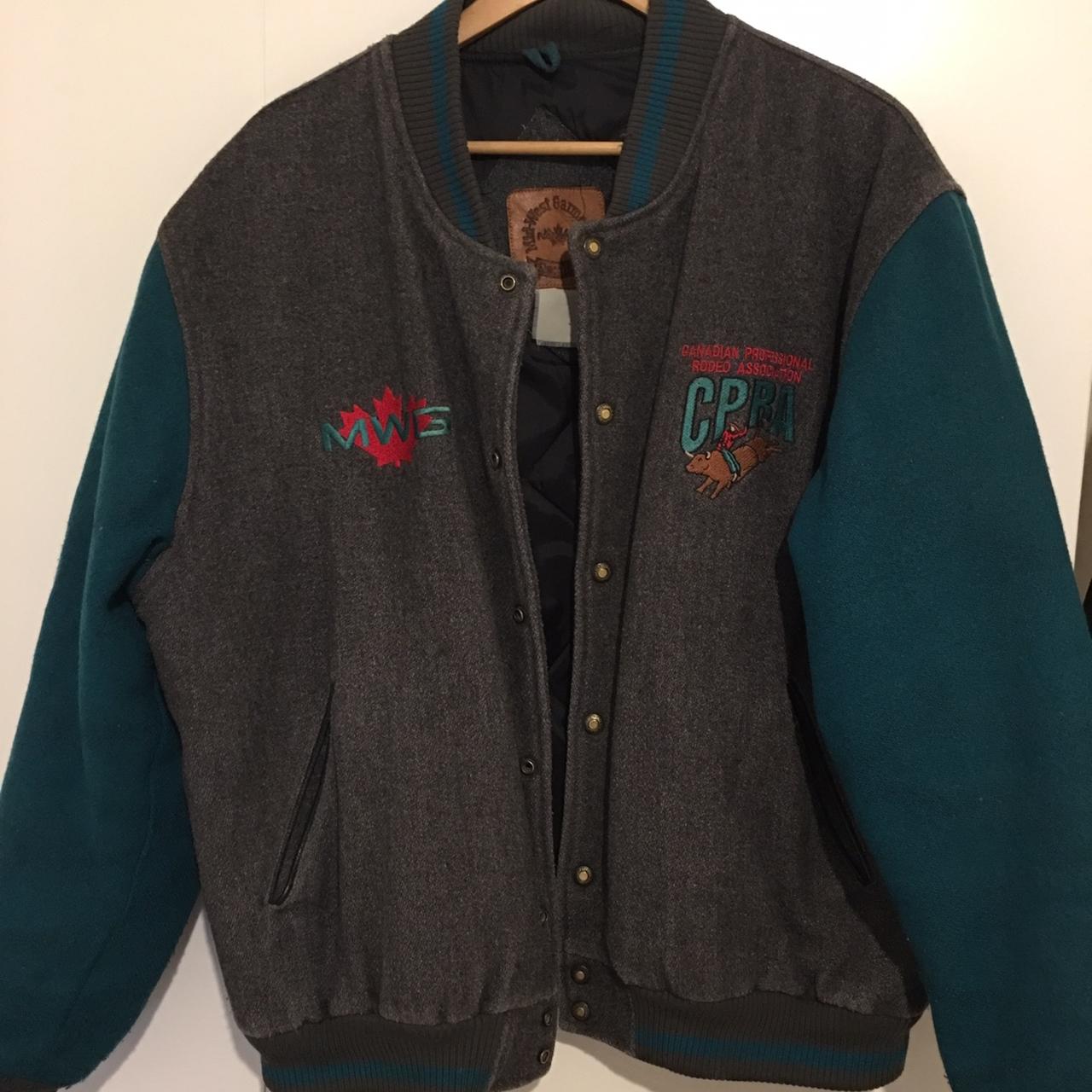 Coors Light Rodeo Grey and Green Varsity Jacket... - Depop