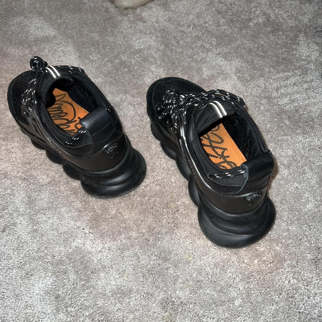 all black versace chain reaction sneakers.... - Depop