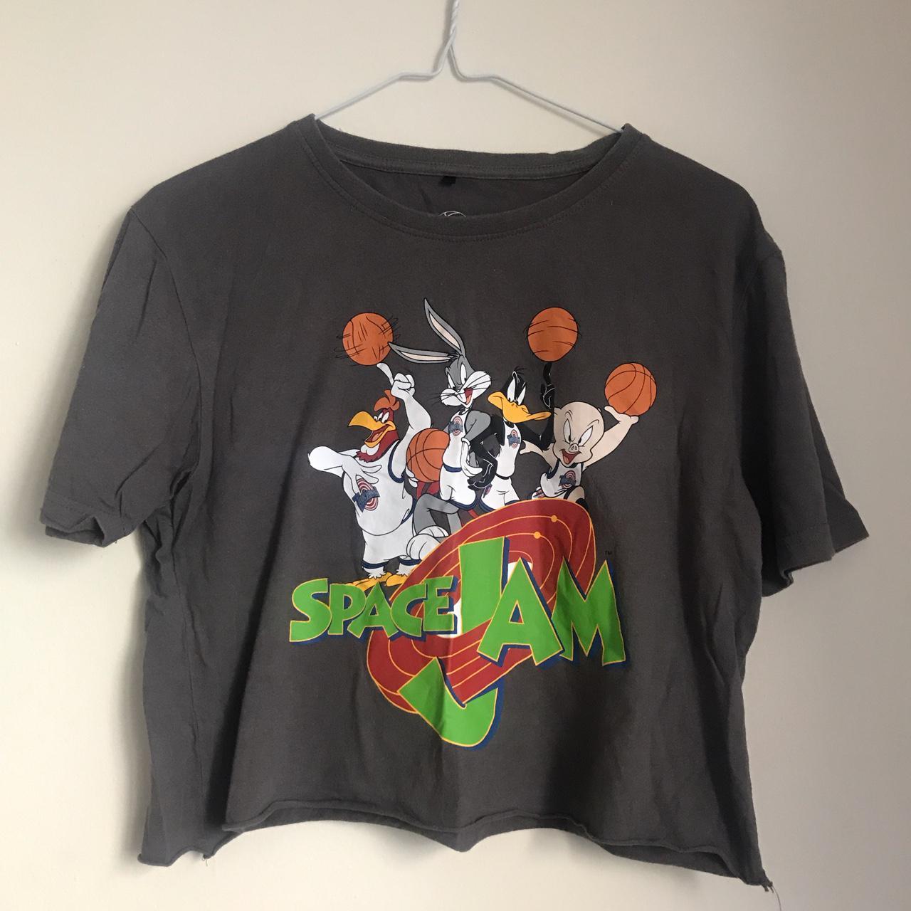 Space Jam grey cropped T-shirt. Size XS. Great... - Depop
