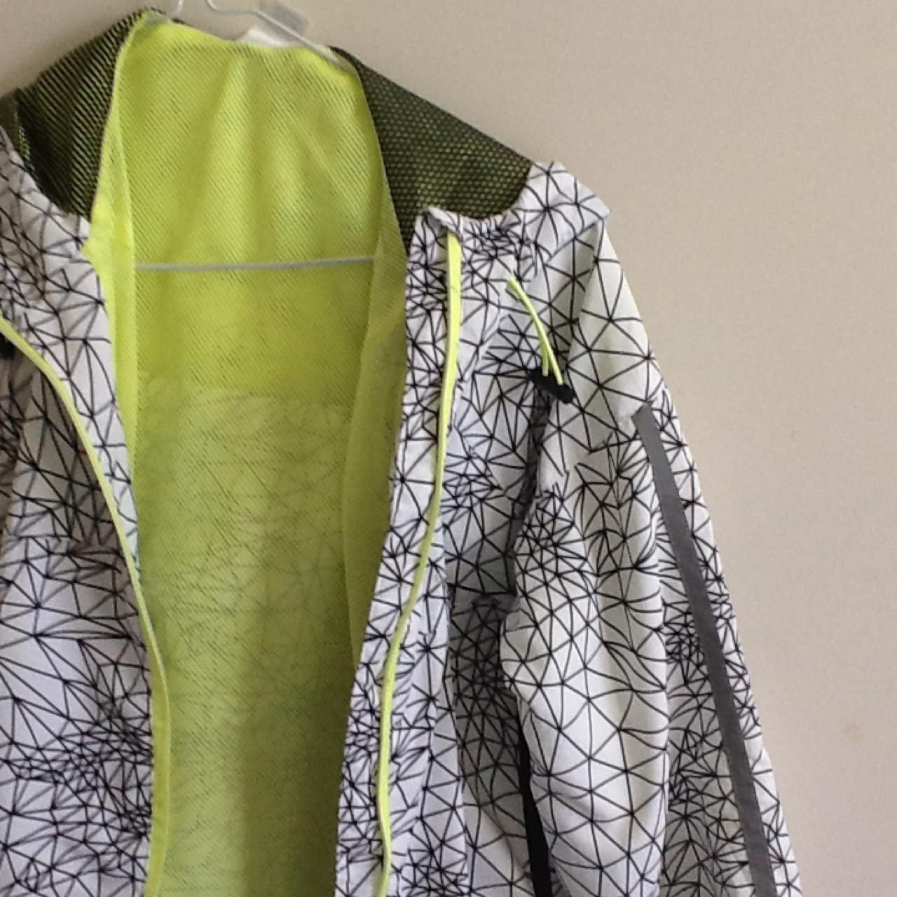 Black white and fluoro yellow windbreaker jacket.... - Depop