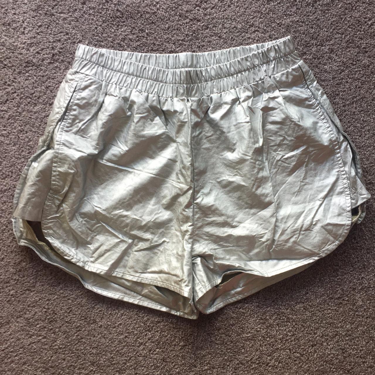 Indikah silver high waisted shorts. Size 8. Has a... - Depop