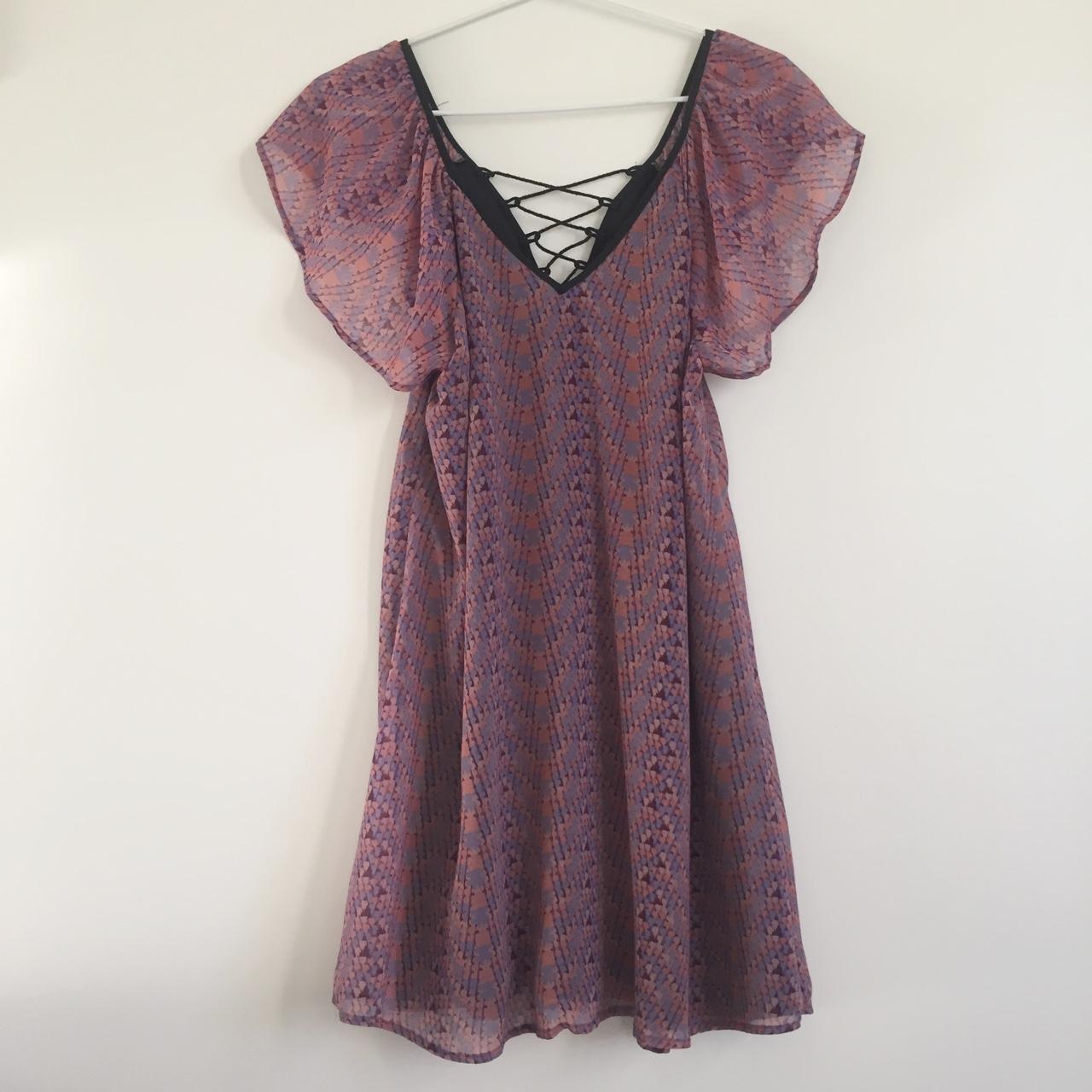 Azuki pink purple and black float summer dress. Size... - Depop