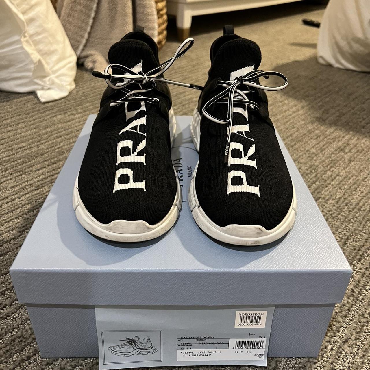 Prada XY Logo Sock Sneaker Original box and shoe... - Depop