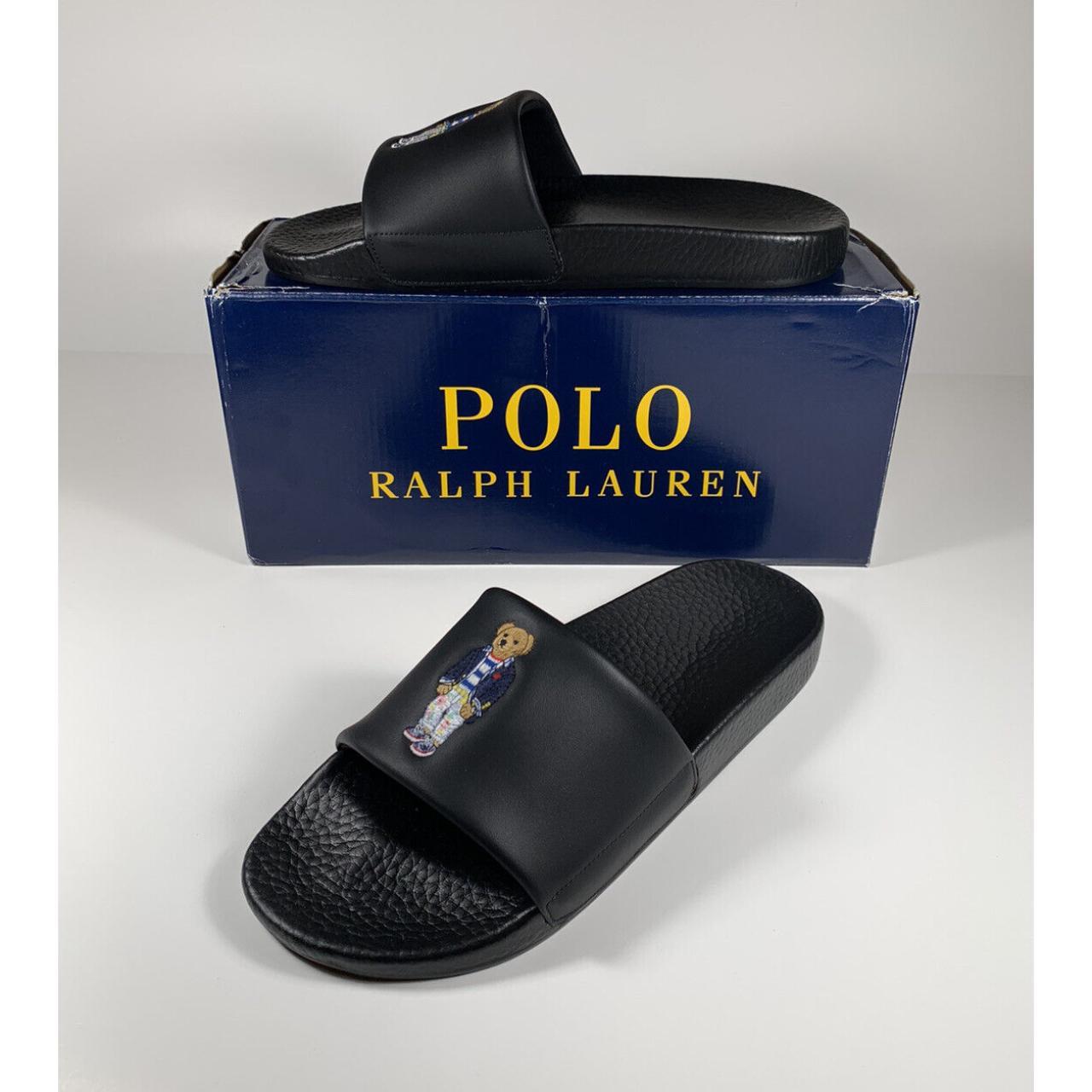 Polo Ralph Lauren Men's Black Slides | Depop