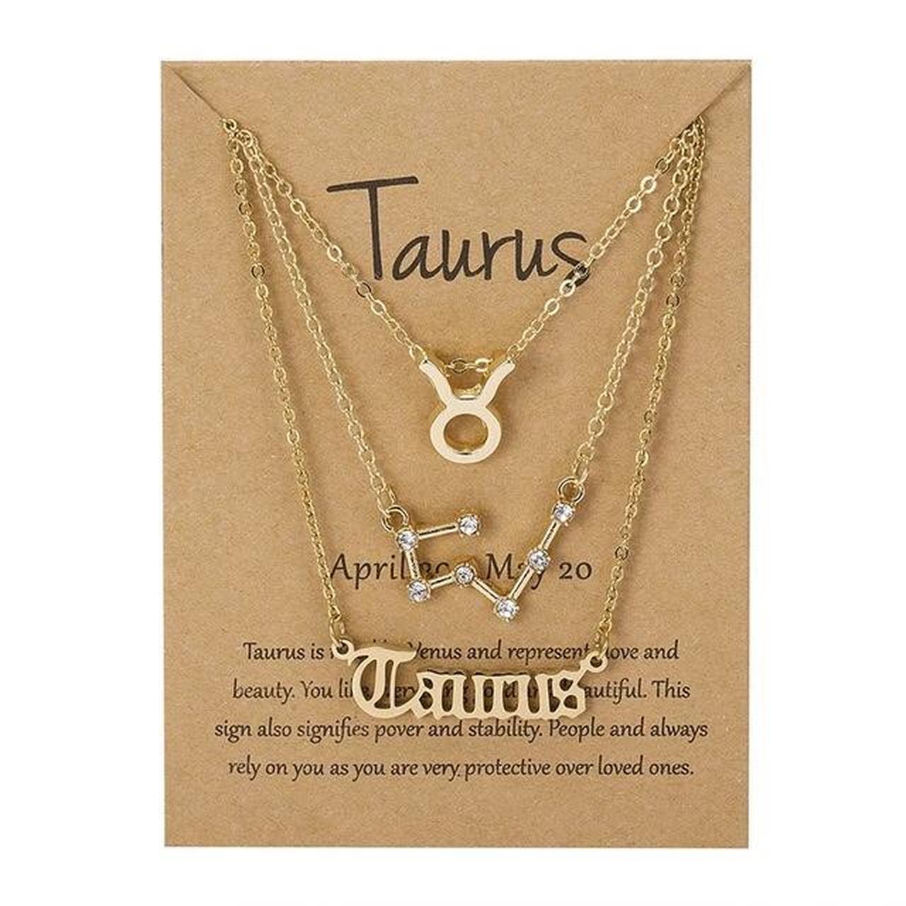 3 piece Taurus zodiac necklace - Depop
