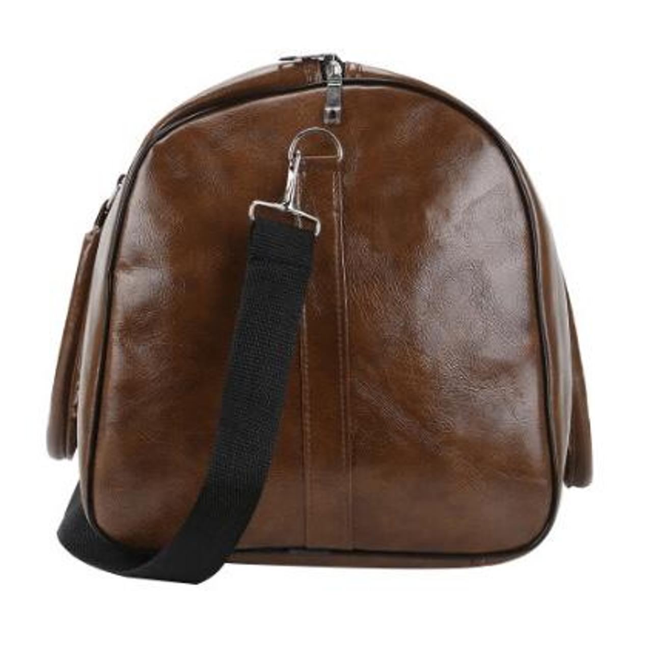 Brown Large Leather Duffle Bag. Size:... - Depop