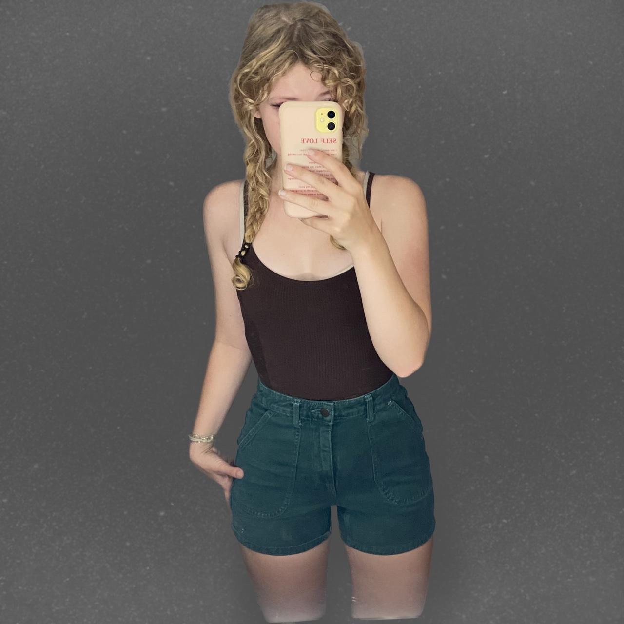 Universal Thread Women's Green and Khaki Shorts | Depop