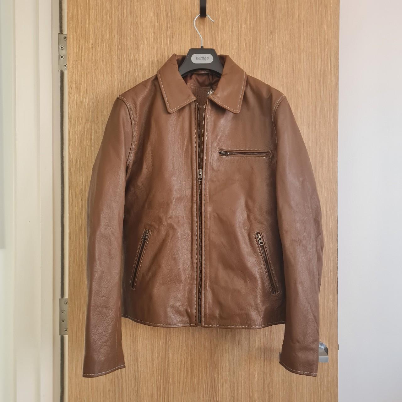 Black Dust real leather brown heavy jacket. Never... - Depop