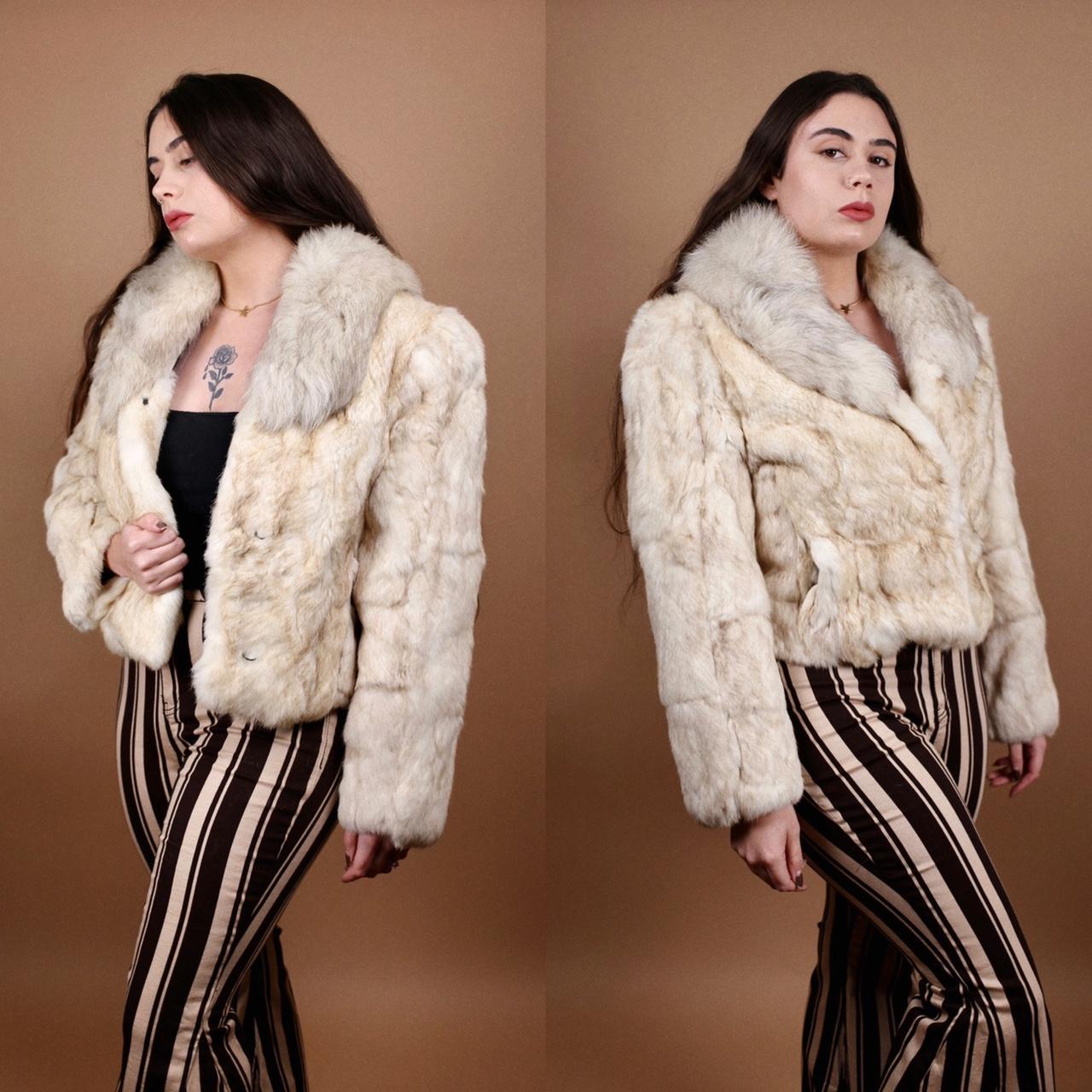 Vintage 80’s Genuine Rabbit Fur Coat By: Split End... - Depop