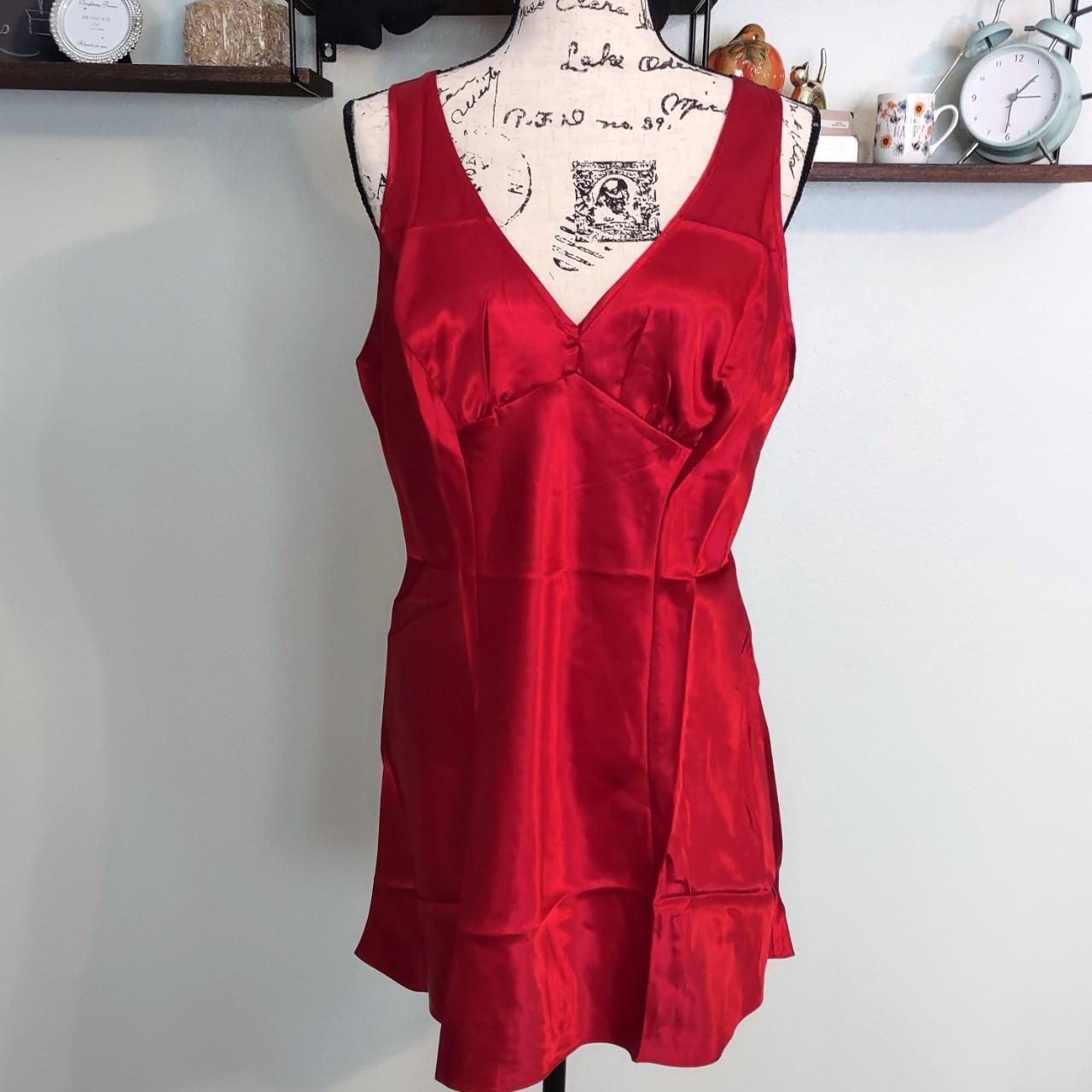 *New in Package *Red Jewel Tone Deep V Neck Silky... - Depop