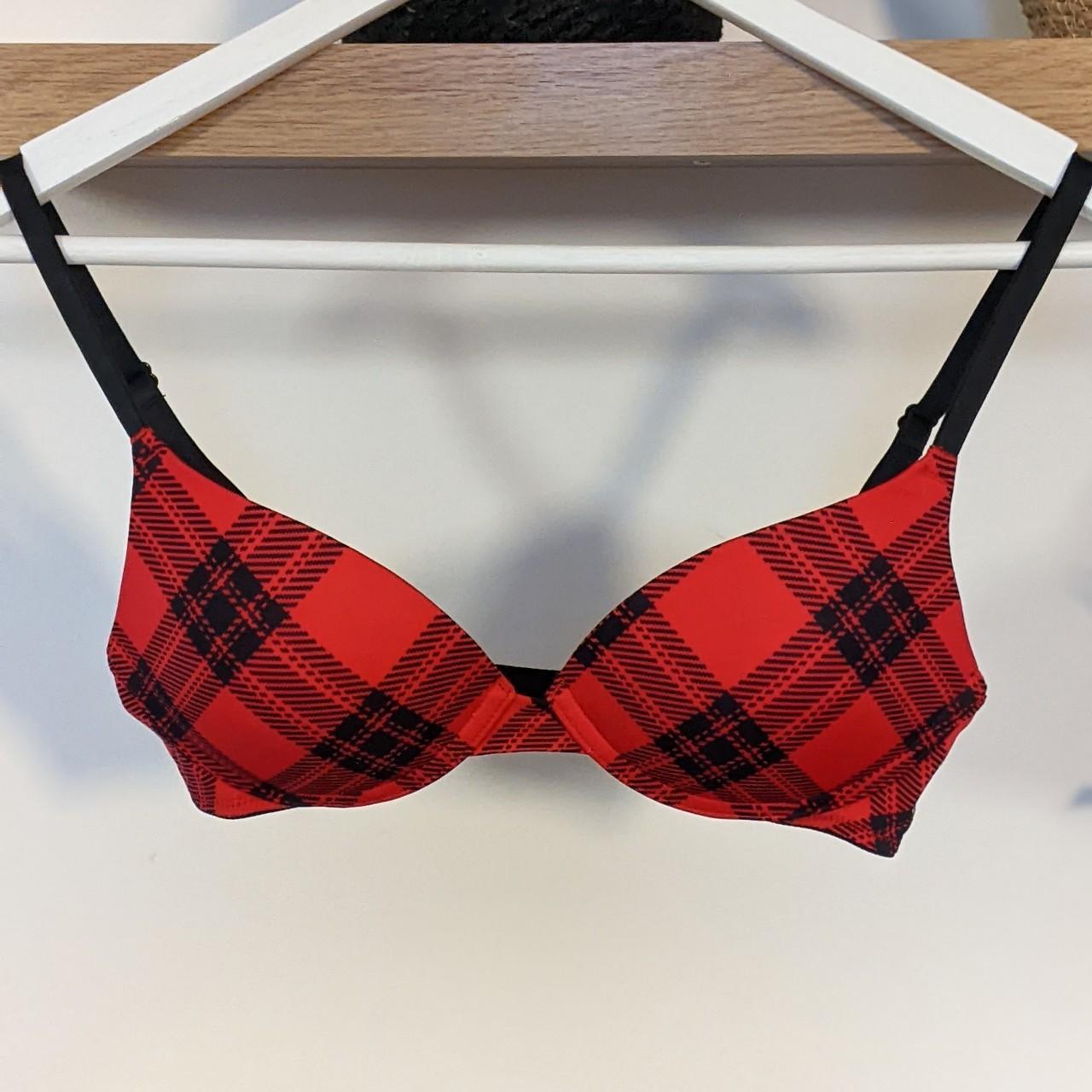 Victoria's Secret Pink tartan push up bra, 32 A,... - Depop