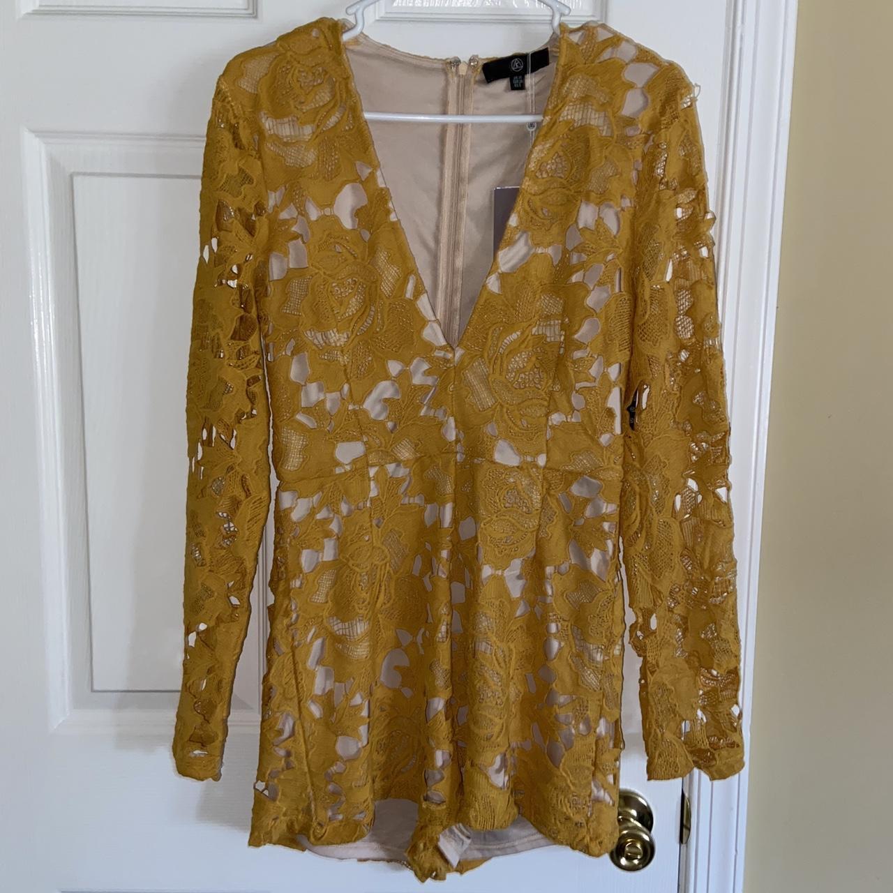 Missguided Women's Yellow and Gold Playsuit-romper | Depop