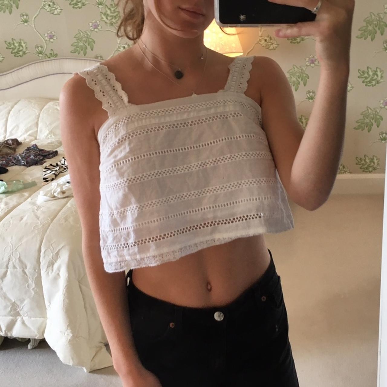 Open back white petite topshop crop top. Perfect for... - Depop