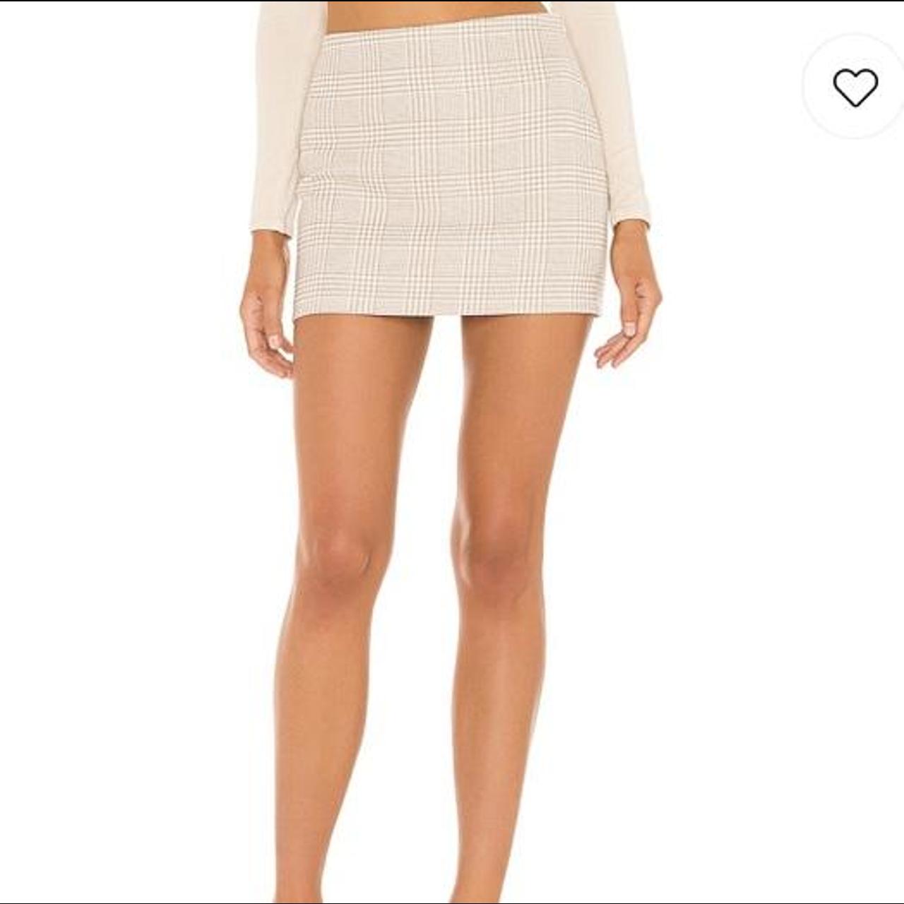 Revolve Natalia Mini Skirt In Tan And White Depop