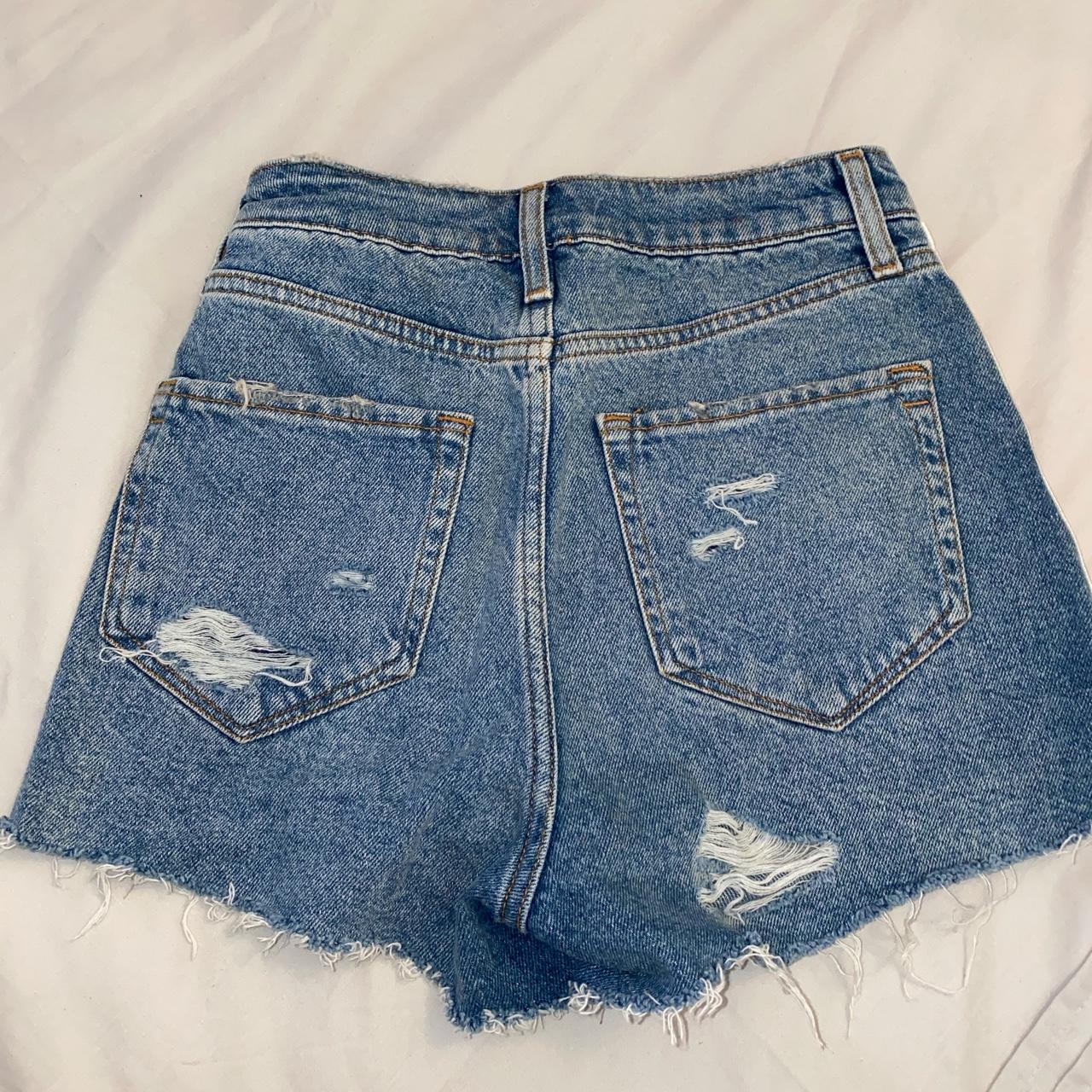 Primark denim shorts with red & white stripe - never... - Depop