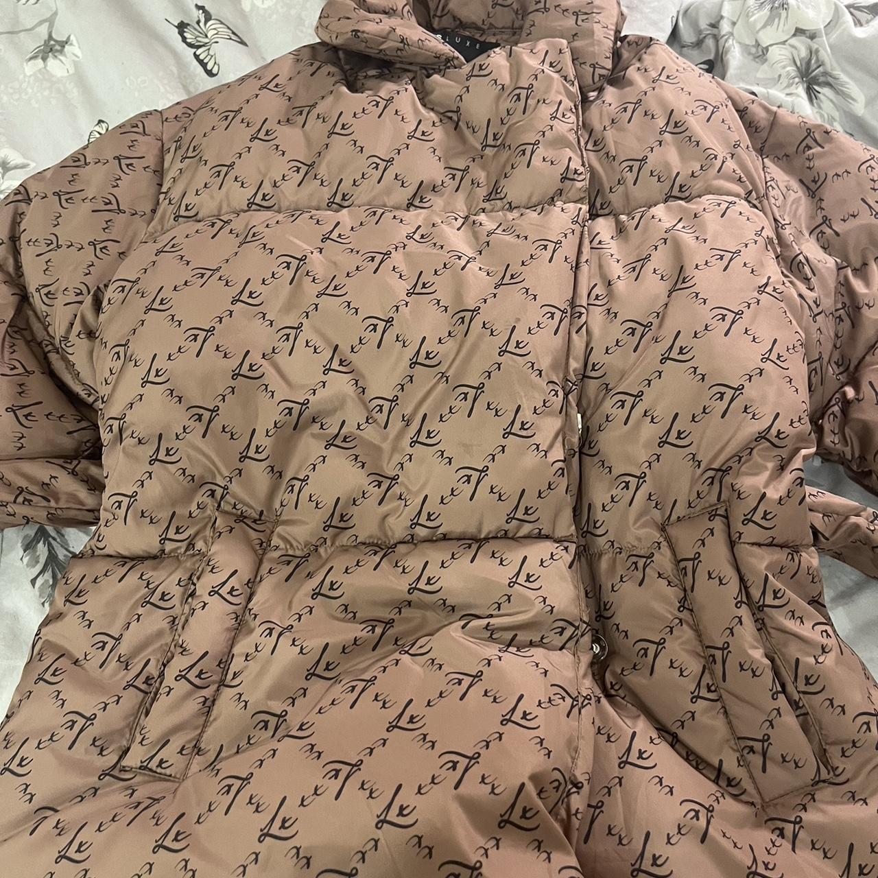 ASOS LUXE wrap puffer jacket in monogram print.... - Depop