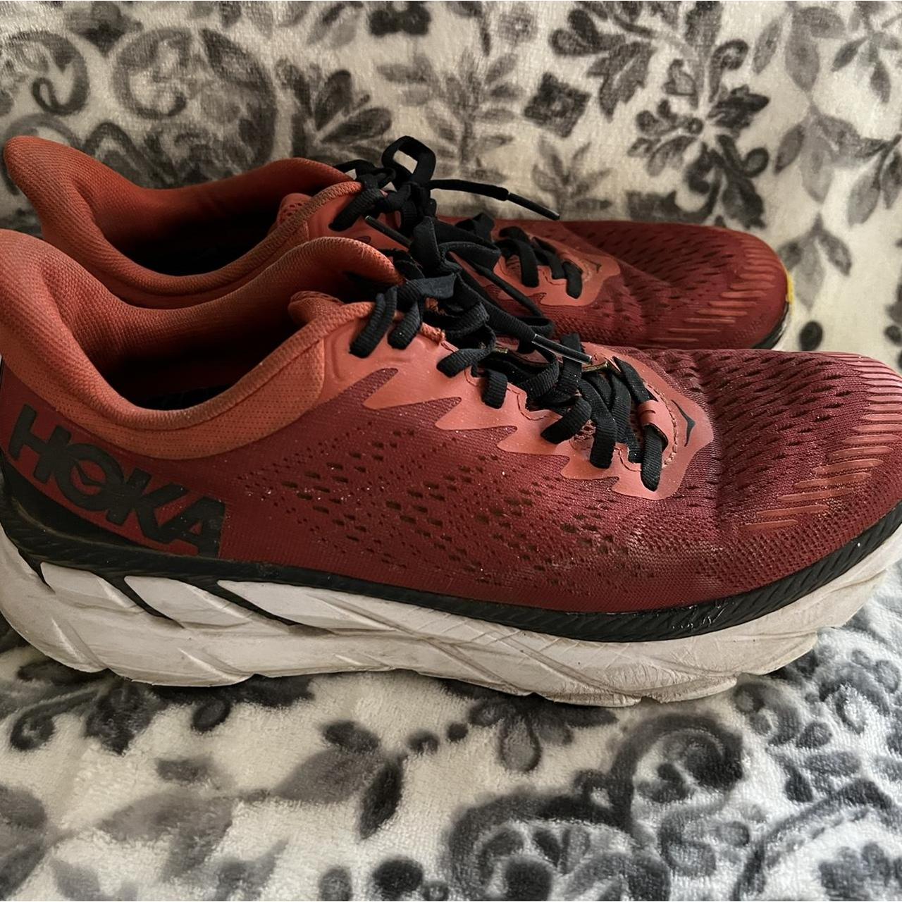 Hoka One One Men's Red and Grey Trainers | Depop