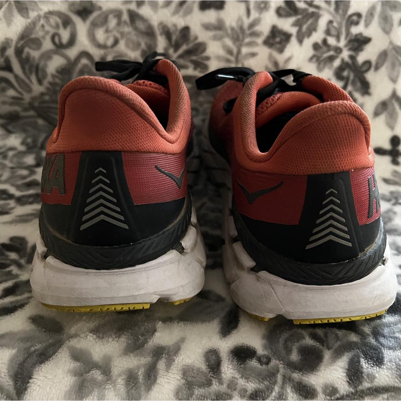 Hoka One One Men's Red and Grey Trainers | Depop