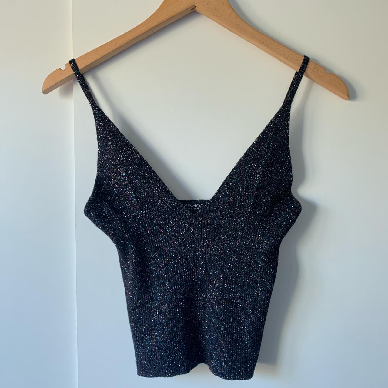 Very flattering fit knitted top in black with... - Depop