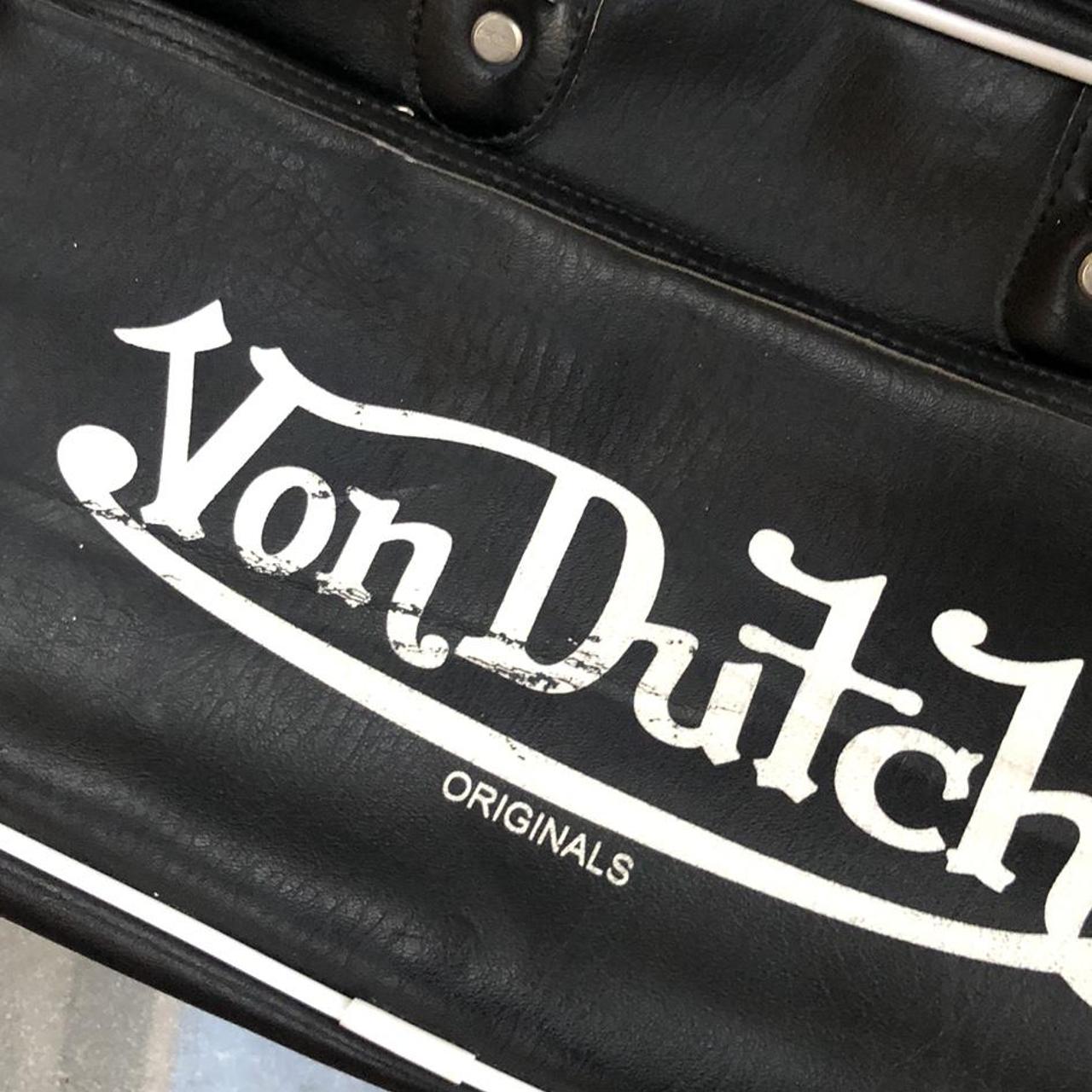 Vintage Von Dutch leather bag bowling bag in black... - Depop